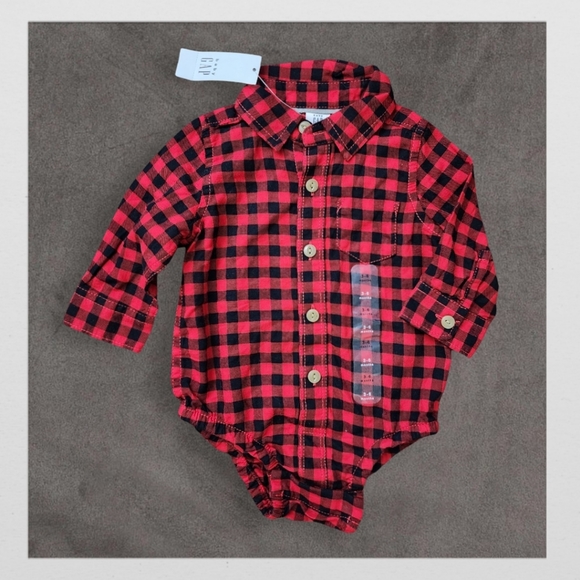 GAP | One Pieces | Redblack Plaid Flannel Buttondown Onepiece Kids 36m ...